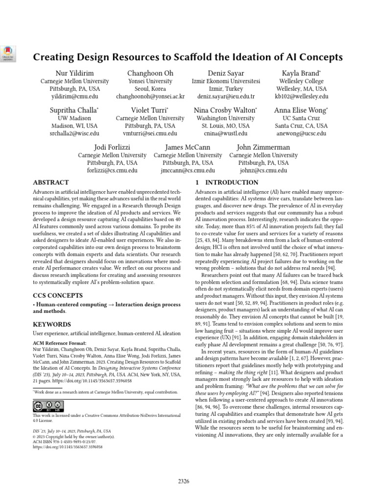 Creating Design Resources To Scafold The Ideation of AI Concepts - Compressed | PDF | Artificial ...