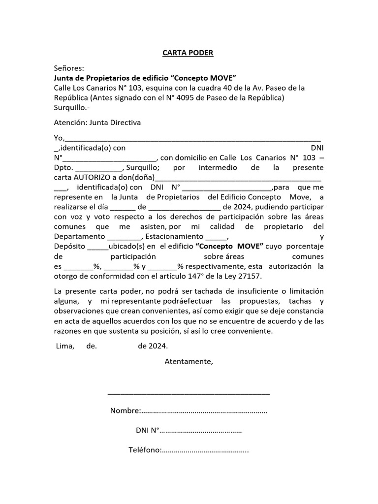 Modelo de Carta Poder Sin Fecha | PDF