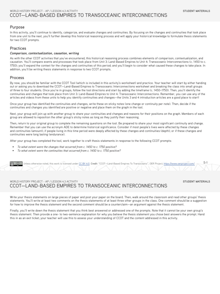 WHPAP 439 Activity CCOT LandBased Empires To Transoceanic ...