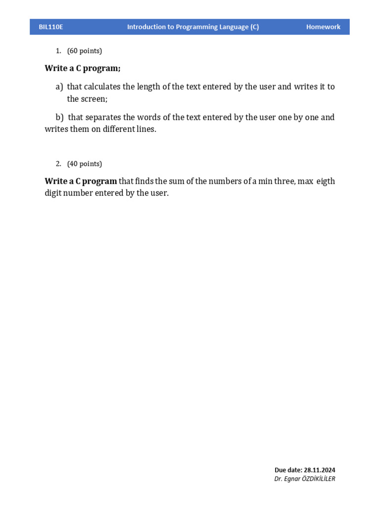 Homework Due Date 28112024 Pdf