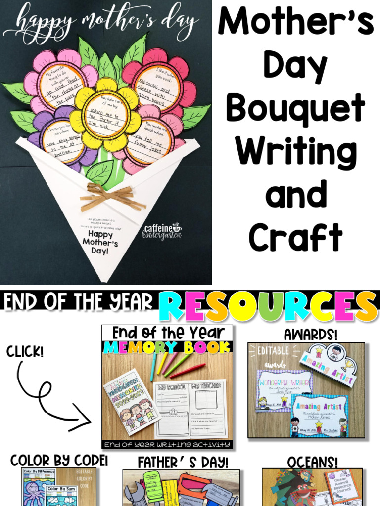 Mothers Day Craft Flower Bouquet Card Writing Activity | PDF