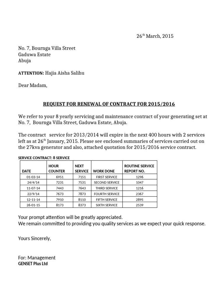 Hajia Saliu 2015 Renewal Letter | PDF