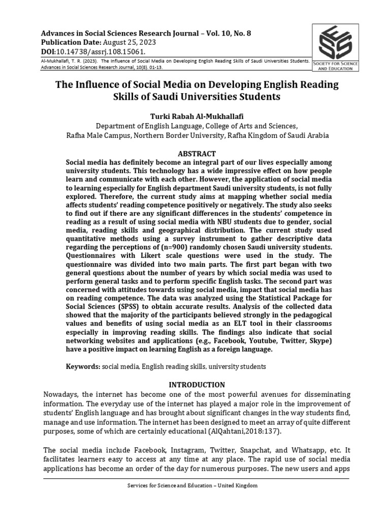 ASSRJ-15061 Camera Ready | PDF | Social Media | Popular Culture & Media Studies