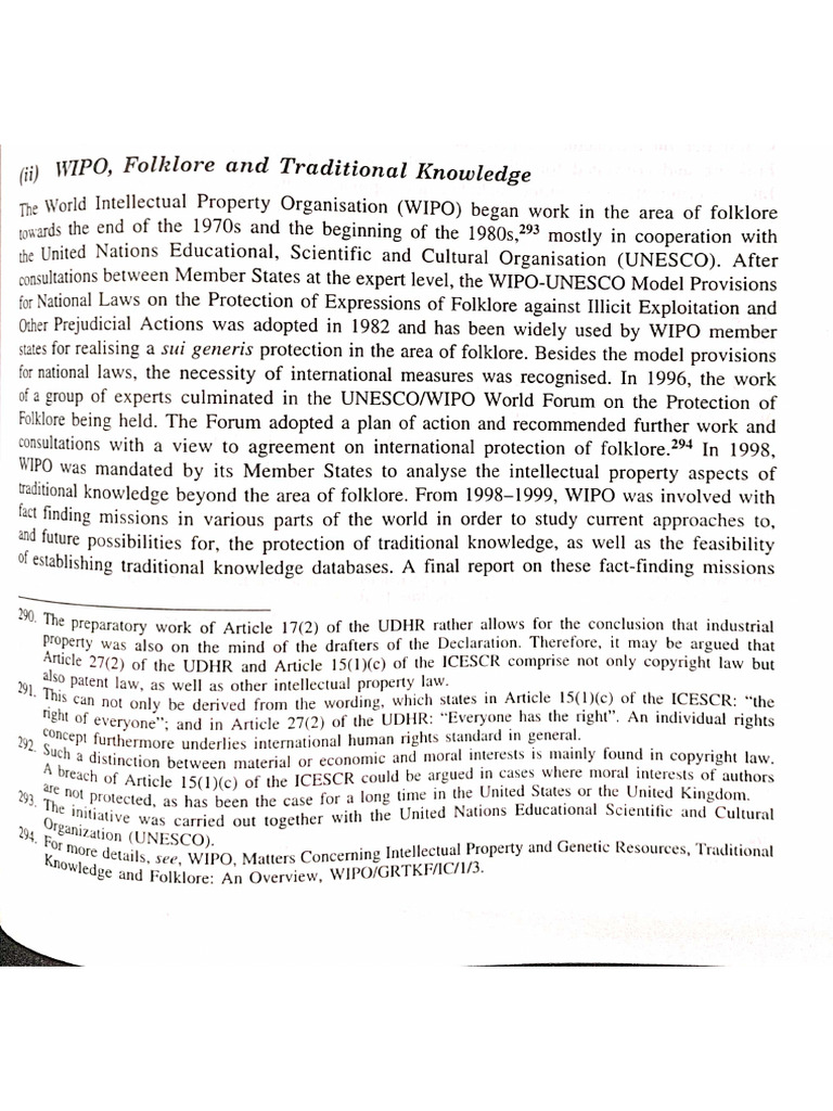 Rights of Indigenous People Related to Cultural and Intellectual Property- WIPO, Folklore and ...