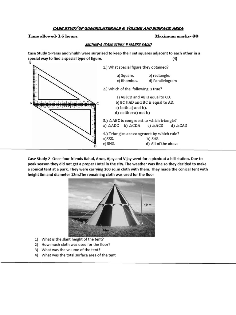 Quadrilaterals+ Surface Area and Volume | PDF | Area | Euclidean Geometry