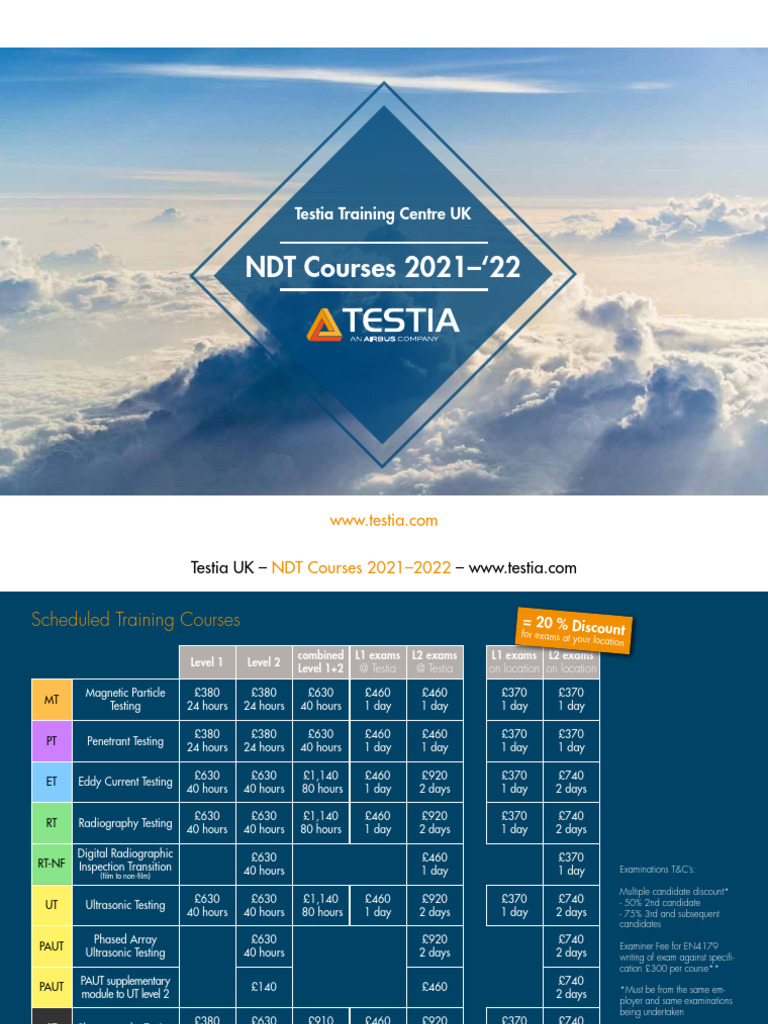 NDT Training Courses 2021-2022 UK | PDF | Nondestructive Testing ...