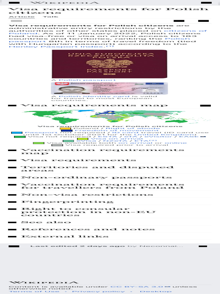 Visa Requirements For Polish Citizens - Wikipedia | PDF