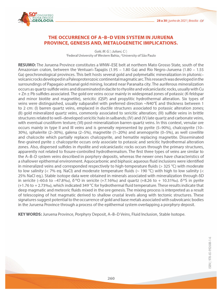 THE OCCURRENCE OF AiBiD VEIN SYSTEM IN JURUENA PROVINCE, GENESIS AND ...