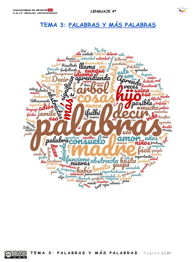 TEMA-3-PALABRAS-Y-MAS-PALABRAS(1) | PDF | Narración | Predicado (Gramática)
