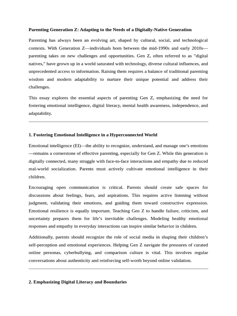 Parenting Generation Z Adapting To The Needs of A Digitally-Native ...