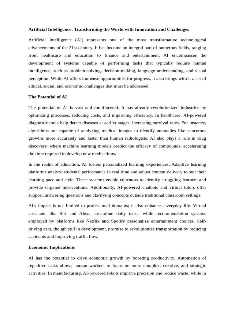 Artificial Intelligence Transforming The World With Innovation And