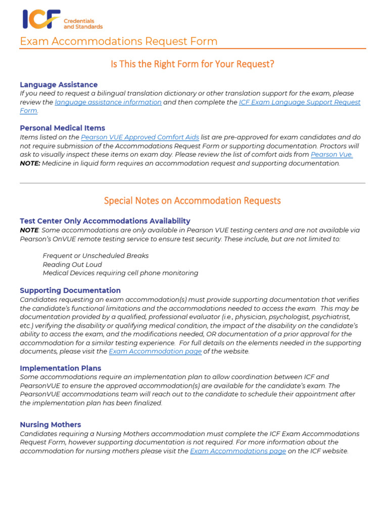 Exam Accommodations Request Form | PDF | Credential | Attention Deficit ...