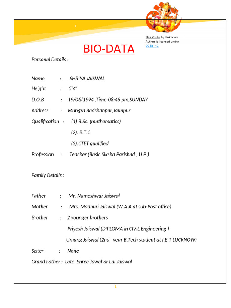 BIO DATA | PDF
