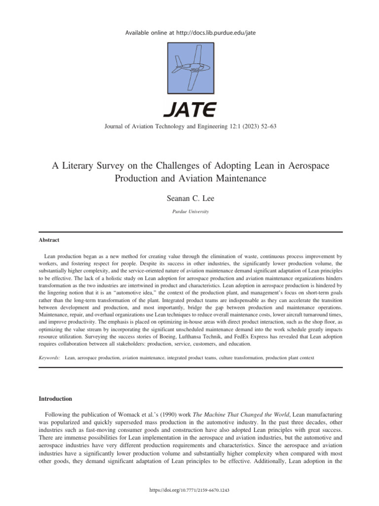 Lean Challenges in Aerospace Production | PDF | Lean Manufacturing ...
