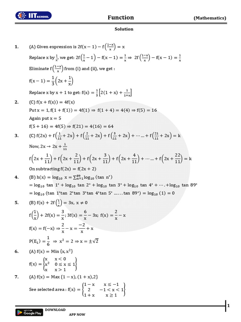 DPP - 05 (Solution) - Function | PDF | Mathematical Objects | Elementary Geometry