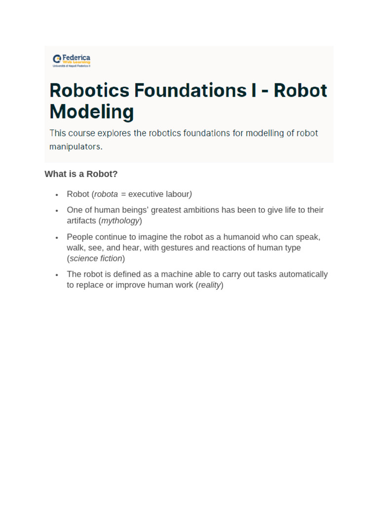 Robot Modeling I Pdf Robotics Rotation