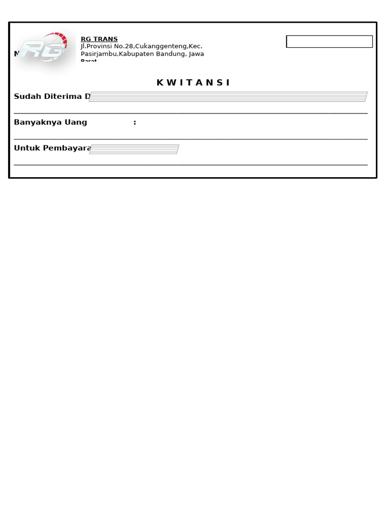 Kwitansi Rg Trans | PDF