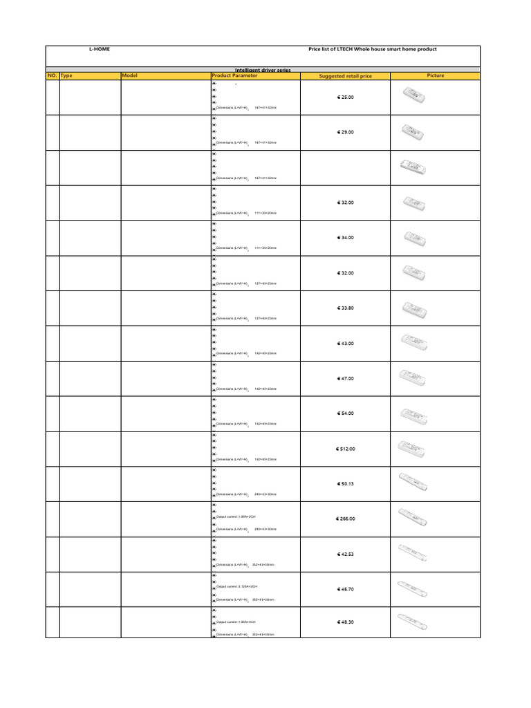 LTECH Intelligent Driver Price List | PDF | Electrical Engineering | Electricity
