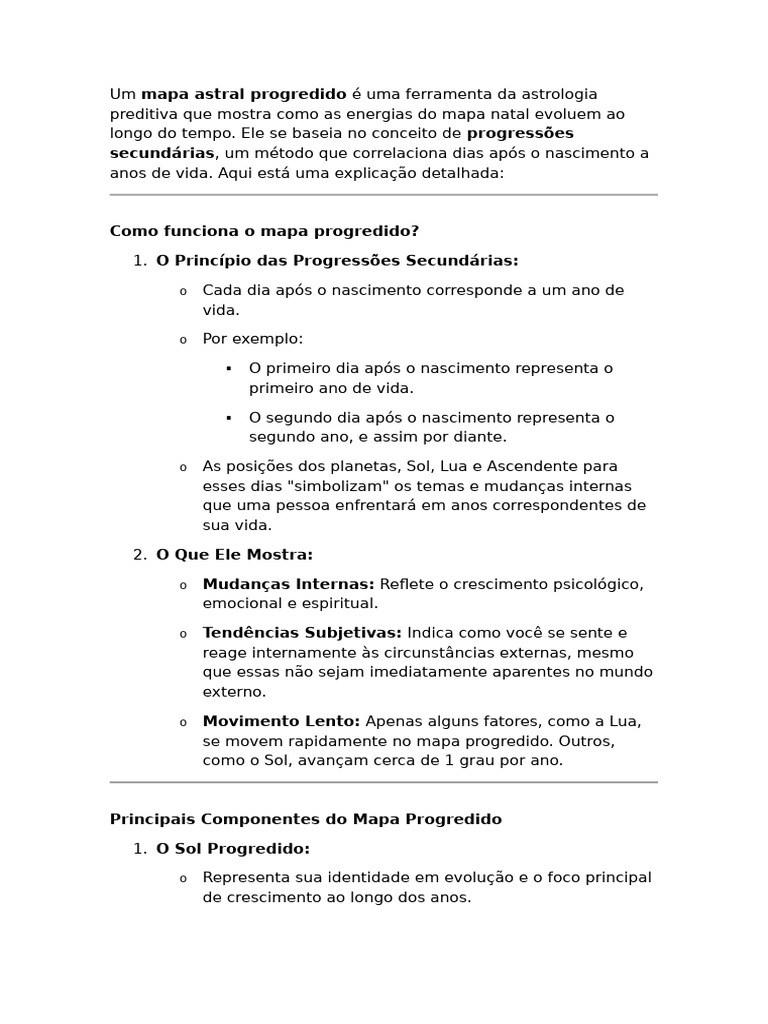 Guia de Mapa Astral Progredido | PDF | Zodíaco | Horóscopo