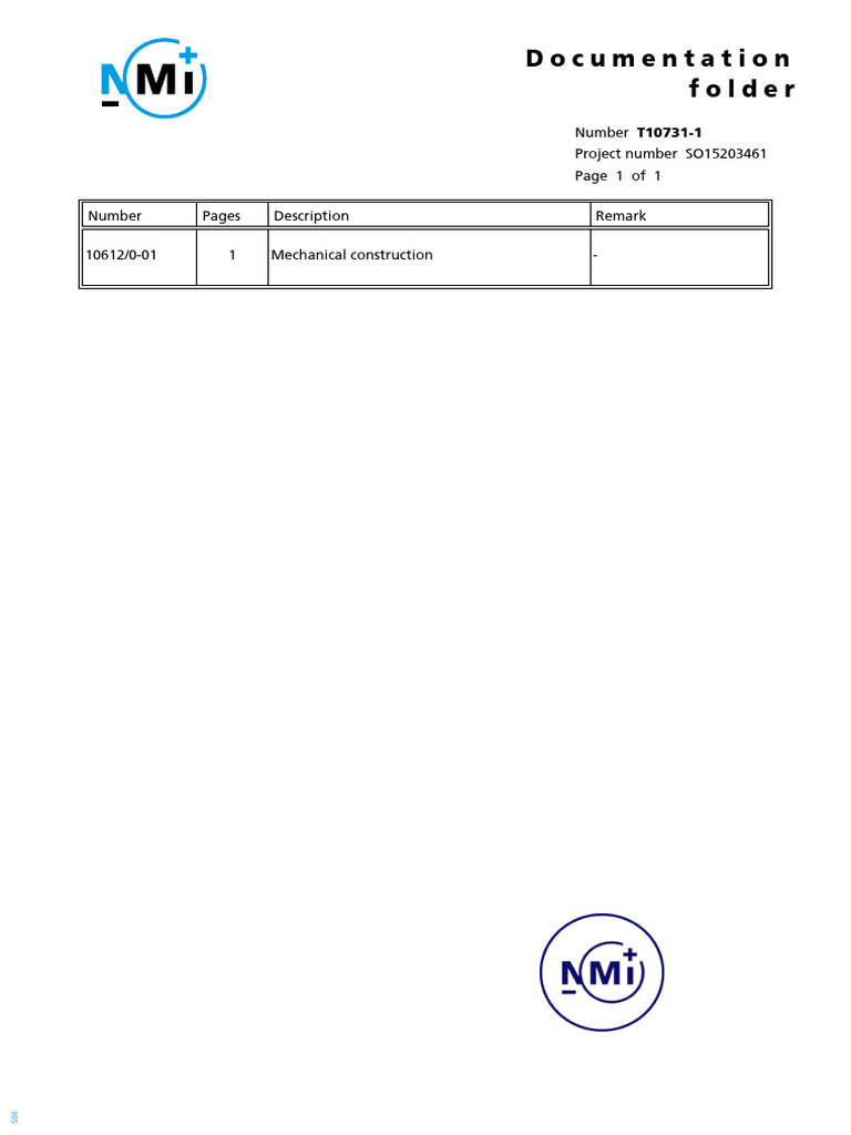 Documentation Folder: Number Pages Description Remark | PDF