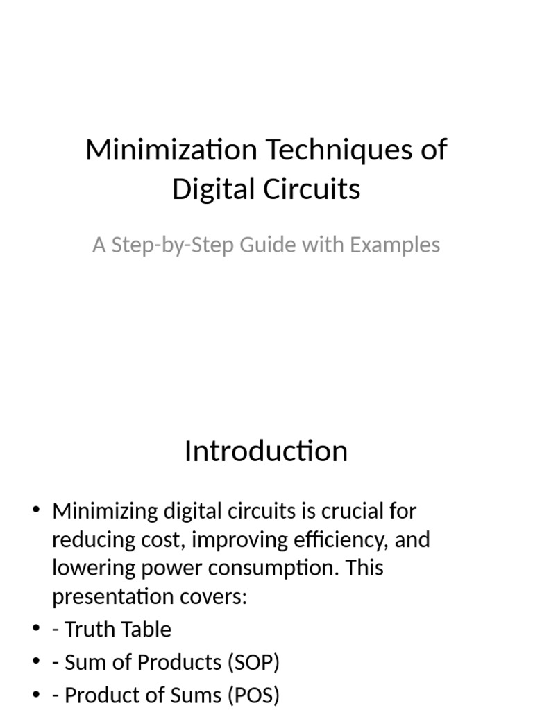 Minimization Techniques Digital Circuits Detailed Updated | PDF | Computer Engineering | Digital ...