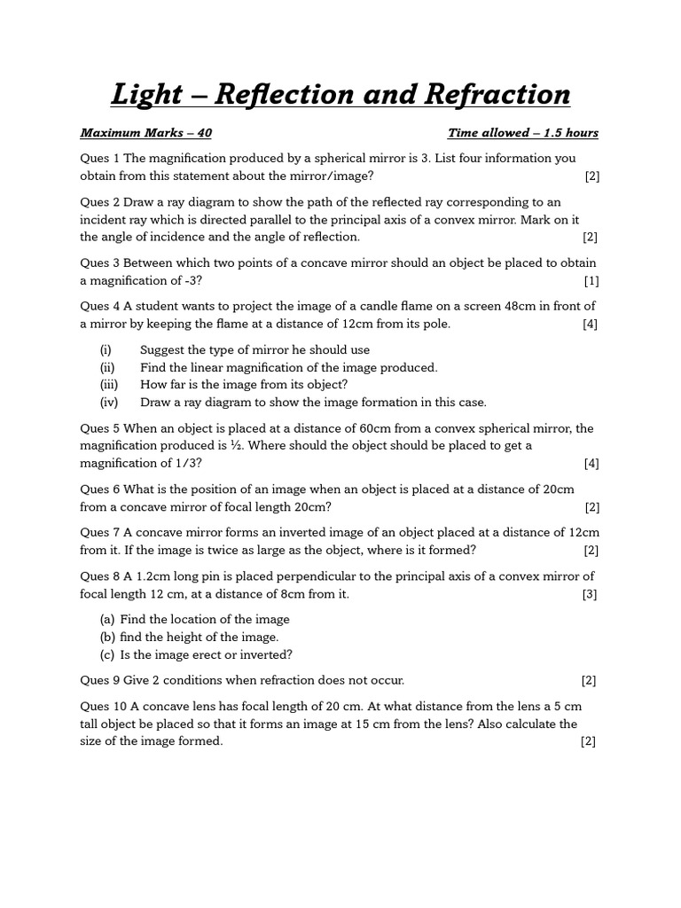 Light - Reflection and Rarefaction | PDF | Electromagnetic Radiation | Optics