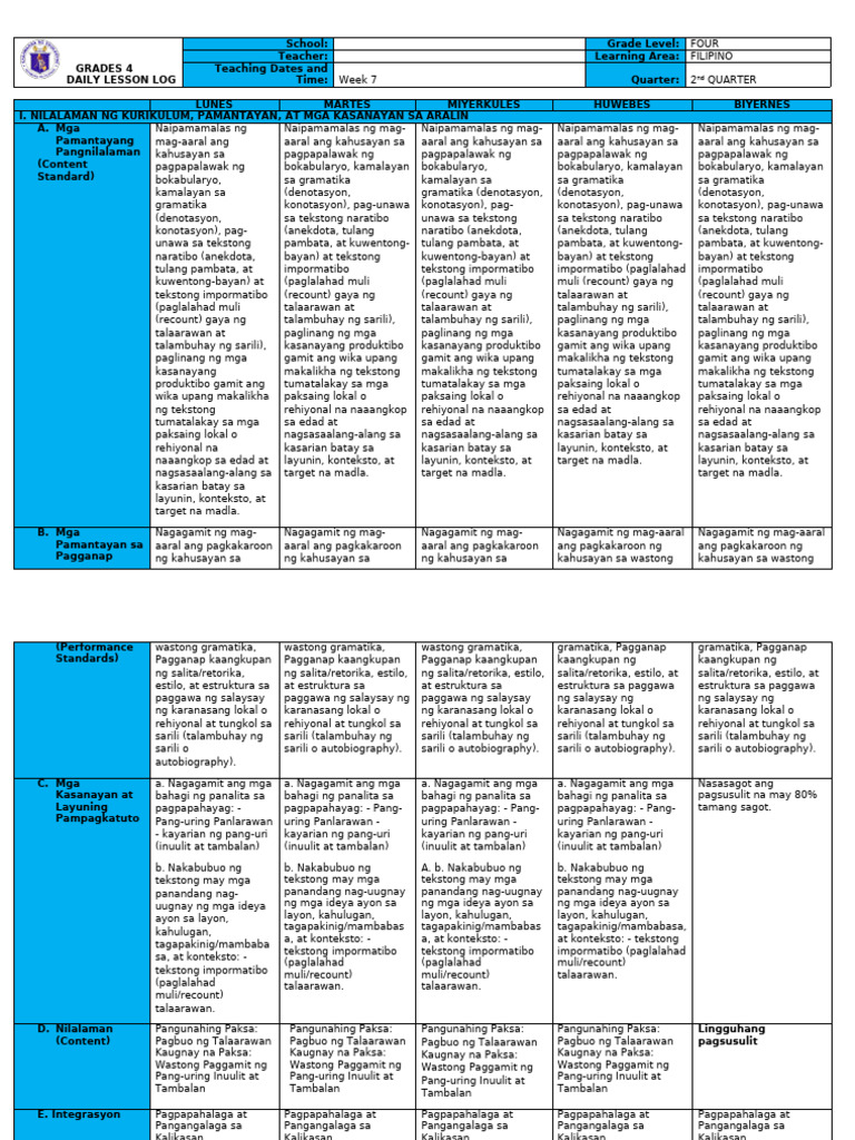 FILIPINO 4 dll q2 week 7 (2) | PDF