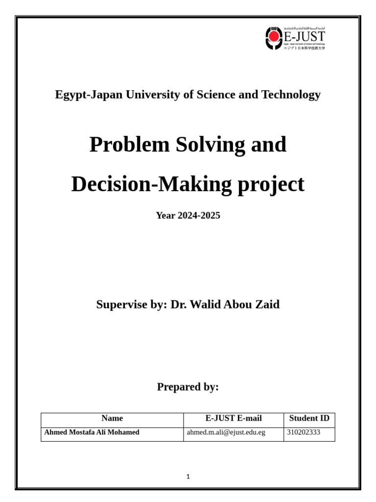 Problem Solving and Decision Making Project Ahmed Mostafa Ali | PDF | Brainstorming | Business