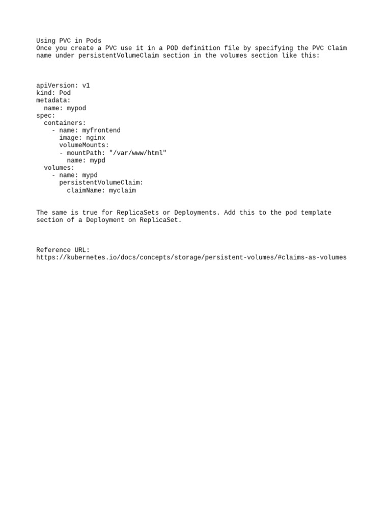 Using PVC in Pods | PDF