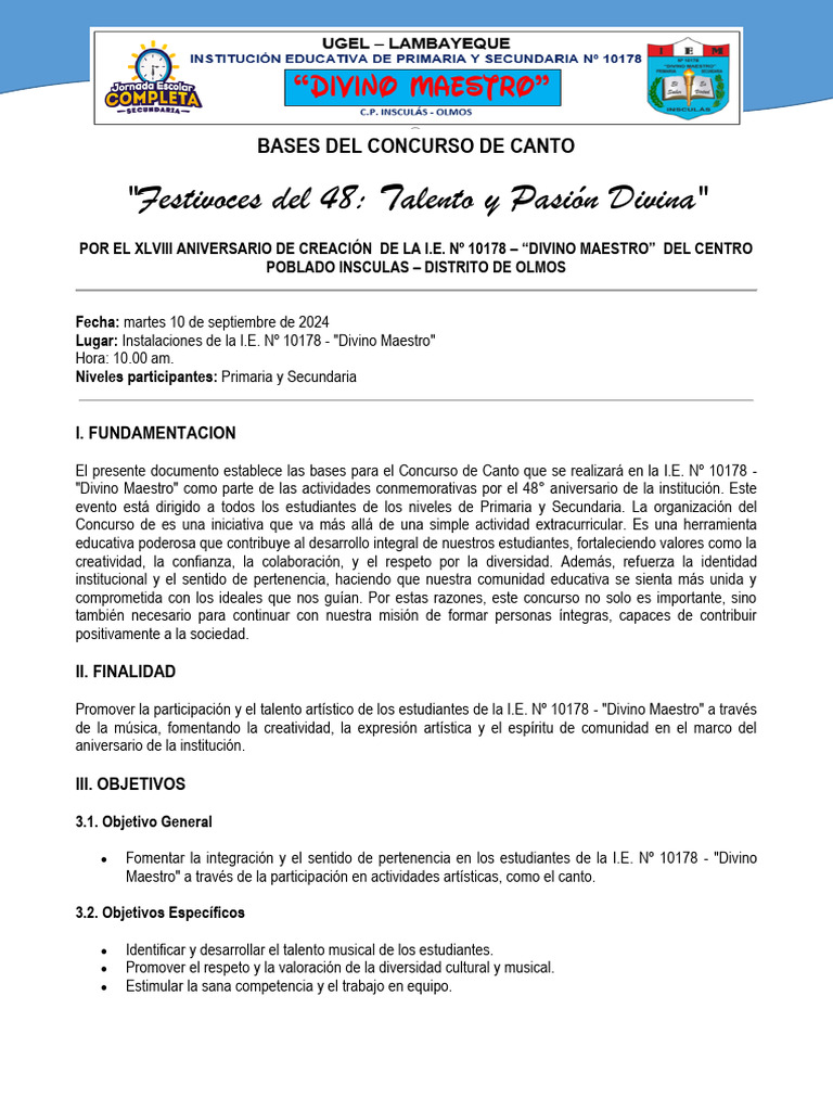 Bases Concurso de Canto "Festivoces 48" | PDF | Ritmo