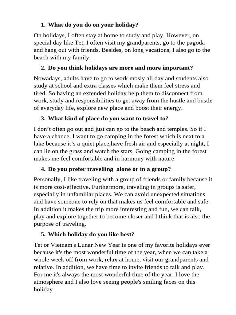 How I Spend My Holidays | PDF