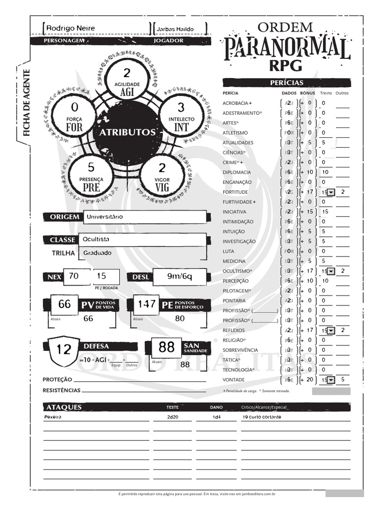 Ficha Do Rodri Atualizada | PDF