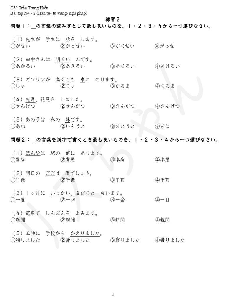 Luyện Tập n4.2 (Ht-tv-np) | PDF