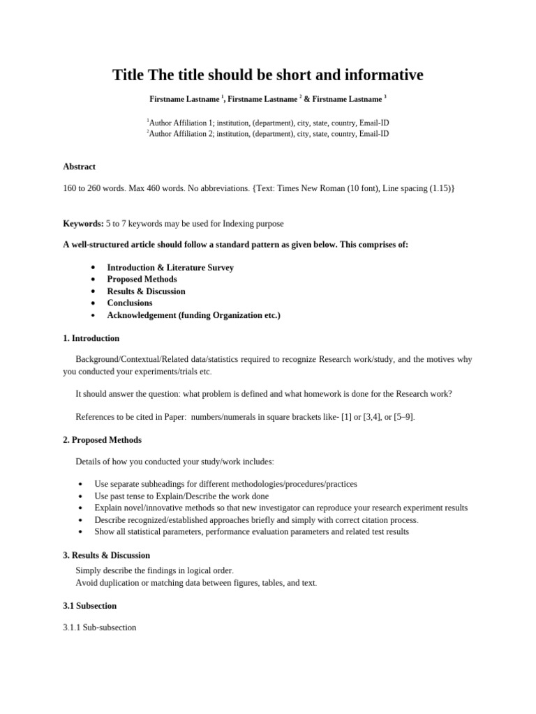 Standard Manuscript Template | PDF | Data | Methodology