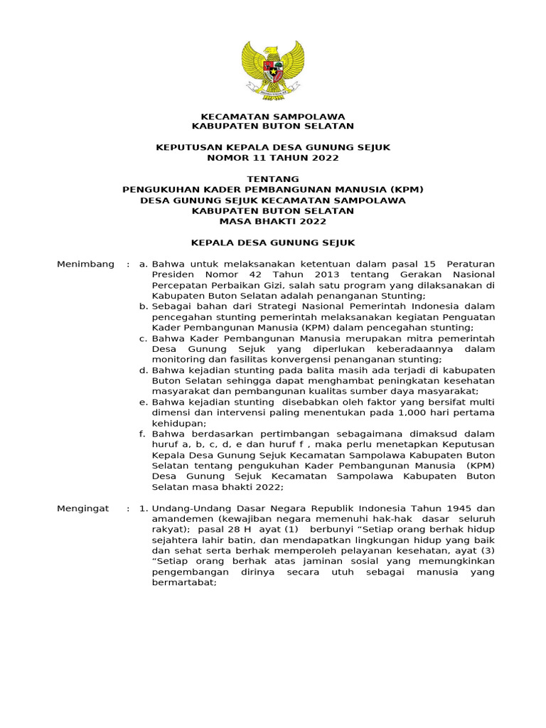 11 SK KADER PEMBANGUNAN MANUSIA KPM | PDF