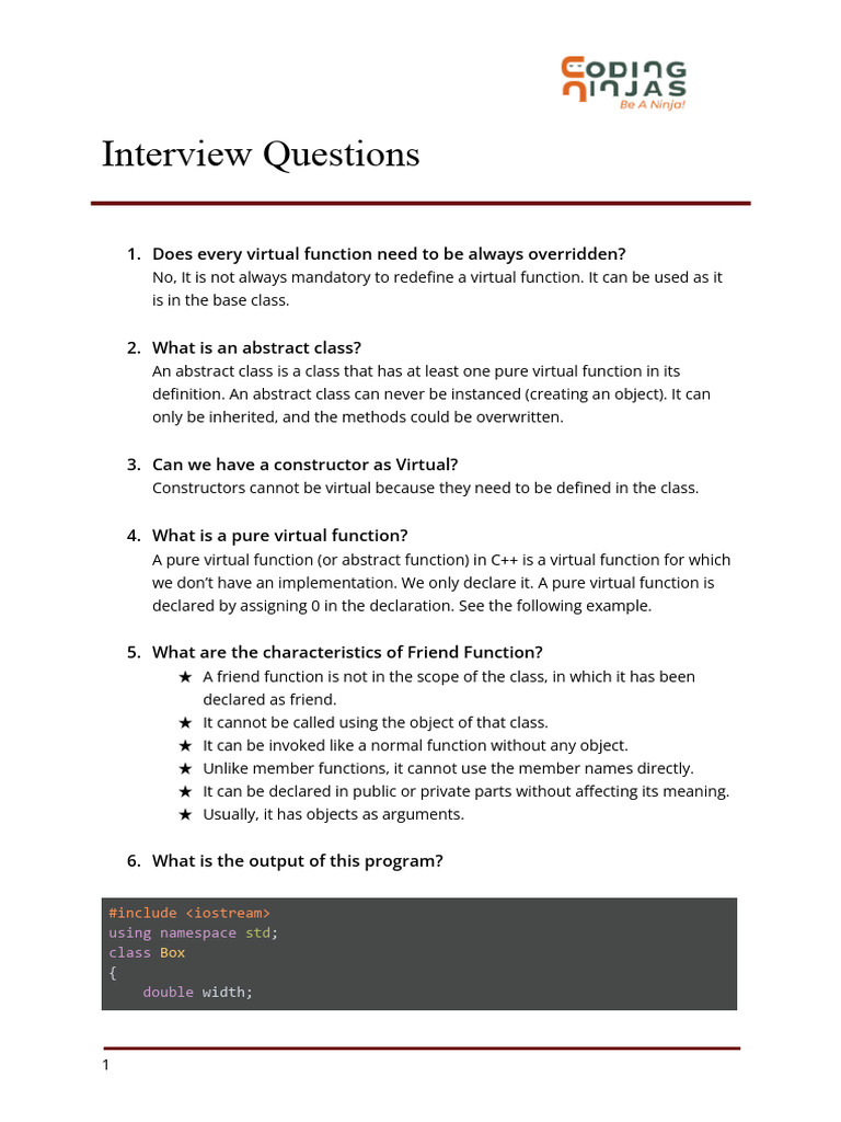 GP_OOPS_C++_Abstract_Interview_Questions | PDF GP_OOPS_C++_Abstract_Interview_Questions | PDF