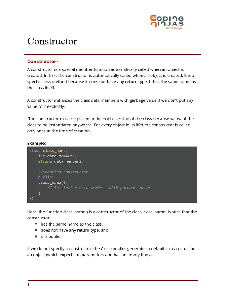 GP_OOPS_C++_Constructor | PDF | Constructor (Object Oriented Programming) | Programming