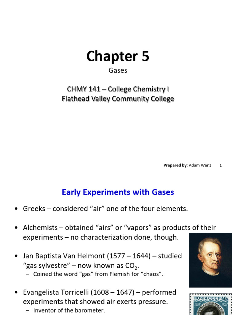 24FA-CHMY141-slides-chapter-5 | PDF | Gases | Pascal (Unit)