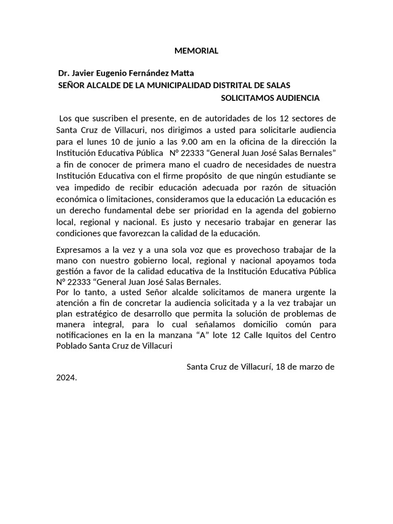 Memorial Presidente Señor Faustino | PDF
