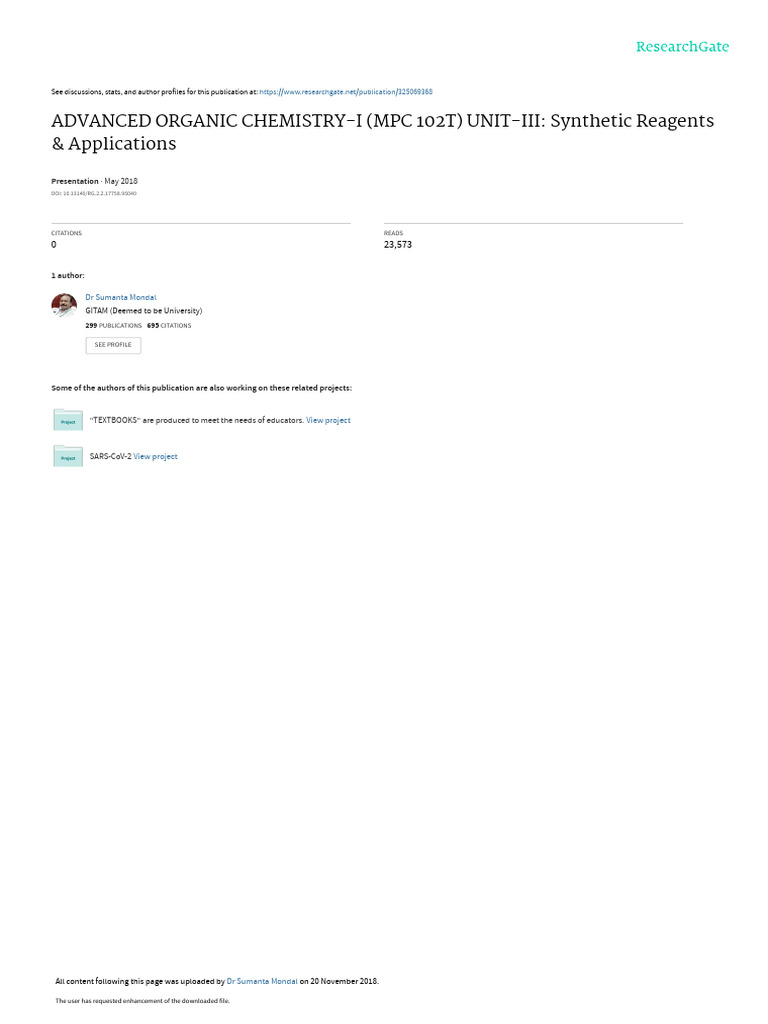 UnitIII SyntheticReagentsApplications | PDF | Organic Chemistry | Chemistry