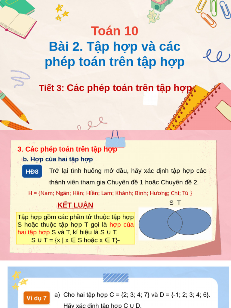 Toan 10 Bai 2 Tap Hop Va Cac Phep Toan Tren Tap Hop Tiet 3 | PDF
