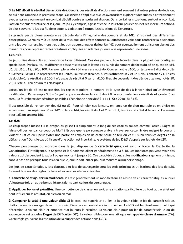 Mécanismes de jeu et jets de dés D&D | PDF | d20 System | Dé