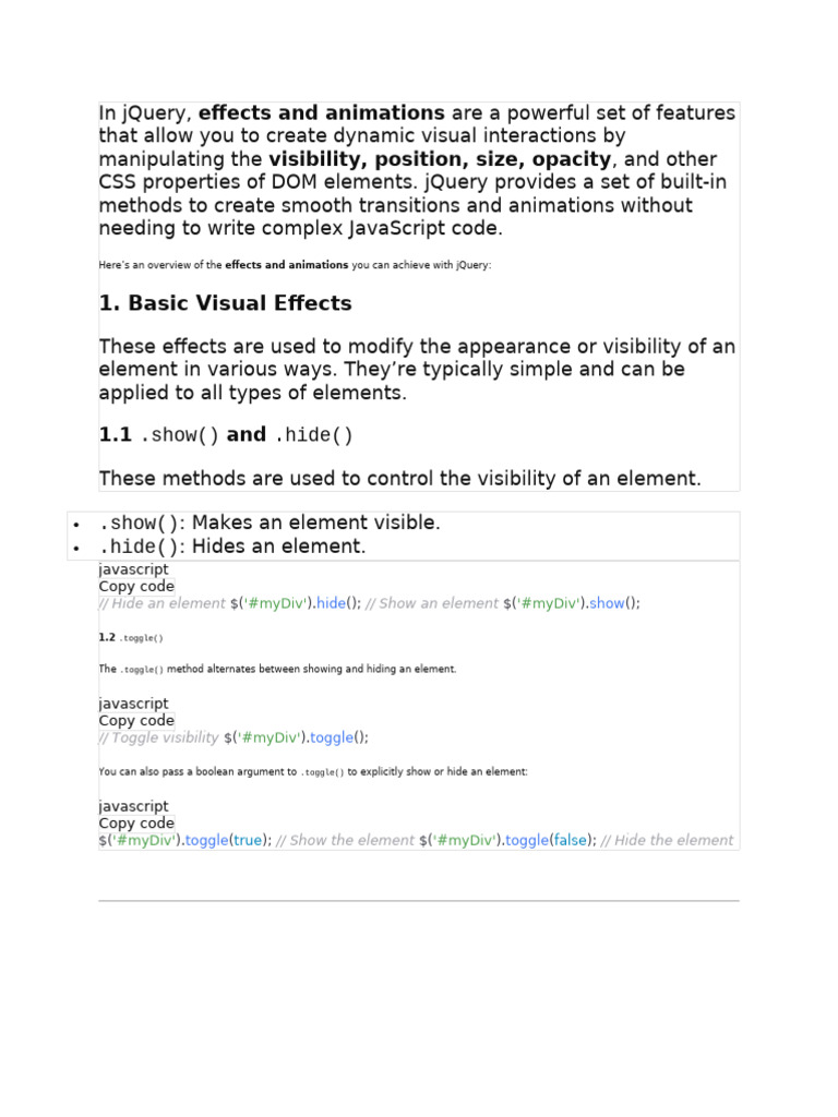 Effects and animation | PDF | J Query | Computing