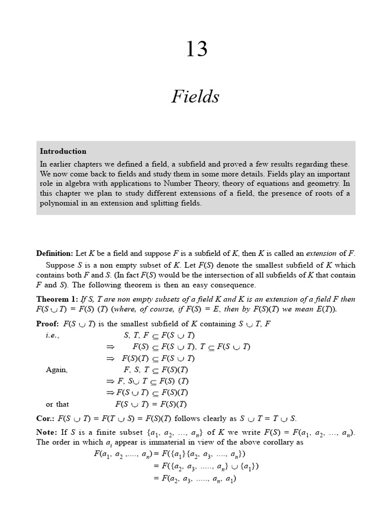1st Part of Field | PDF | Field (Mathematics) | Polynomial