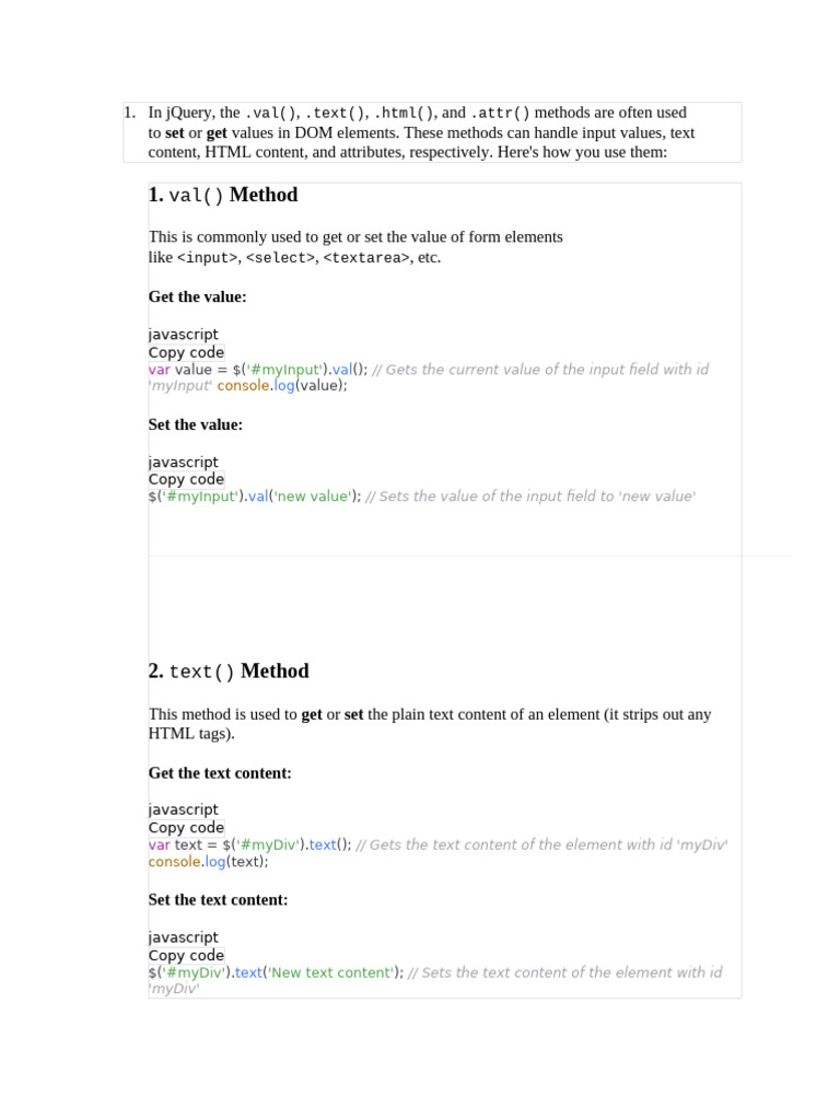 set and get methods | PDF | Document Object Model | Data Serialization ...