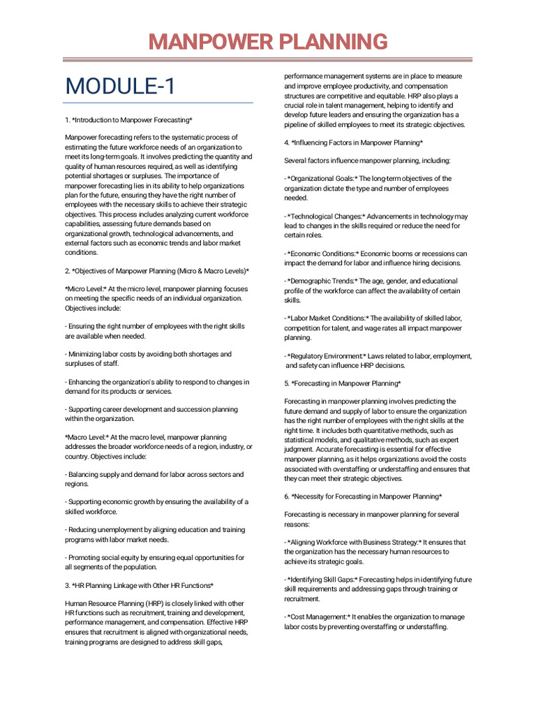 Man power planning | PDF | Human Resources | Human Resource Management