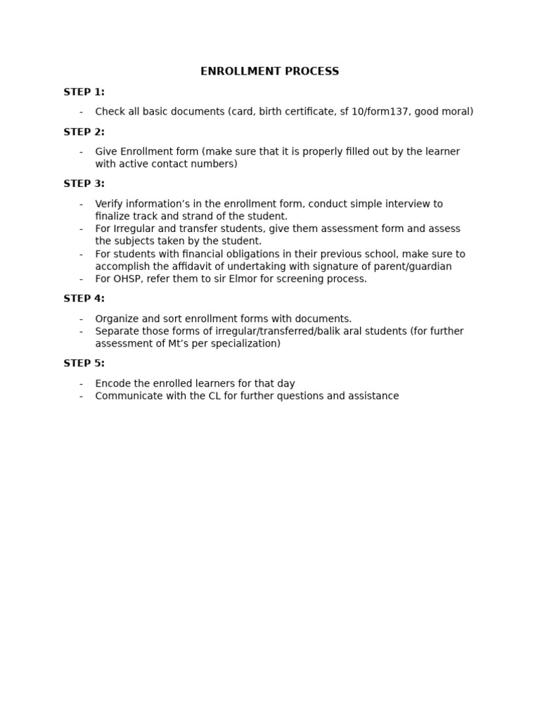 Enrollment Process | PDF