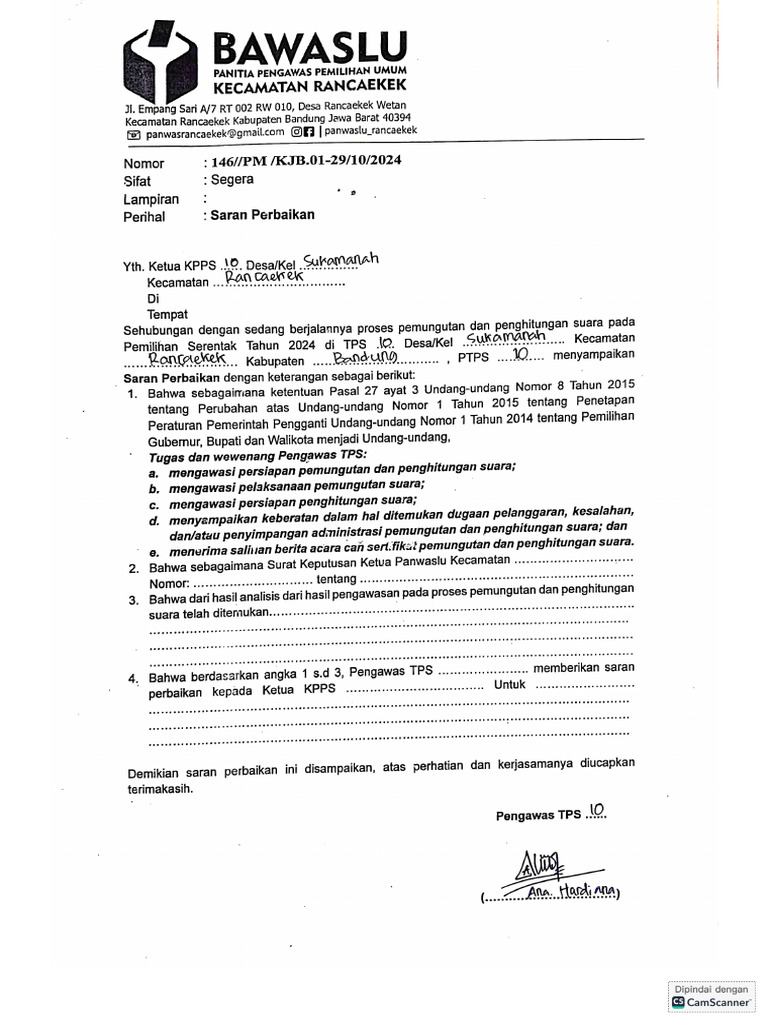 Saran Perbaikan | PDF