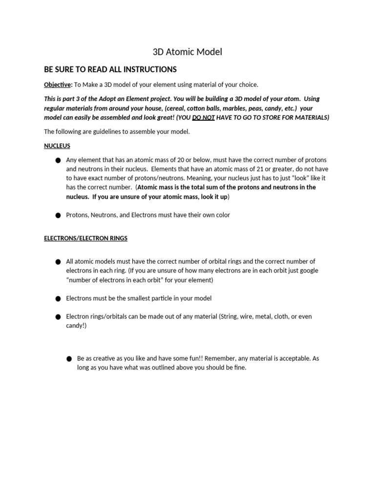 3D Atomic Model | PDF