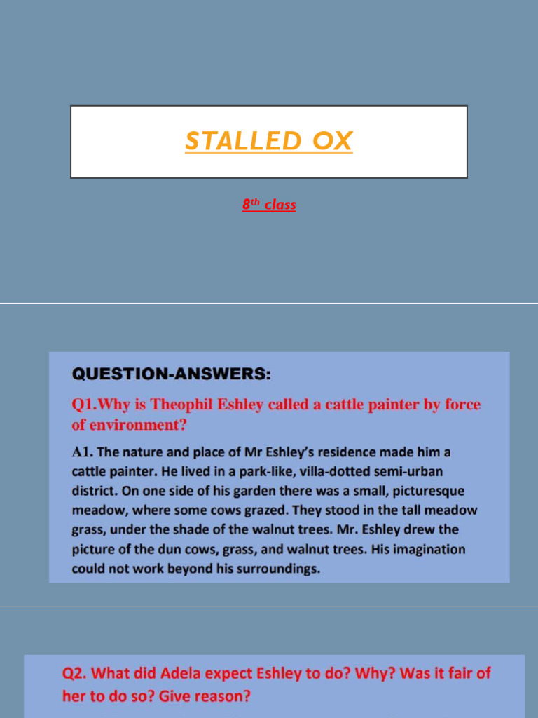 stalled ox question answers 8th class | PDF